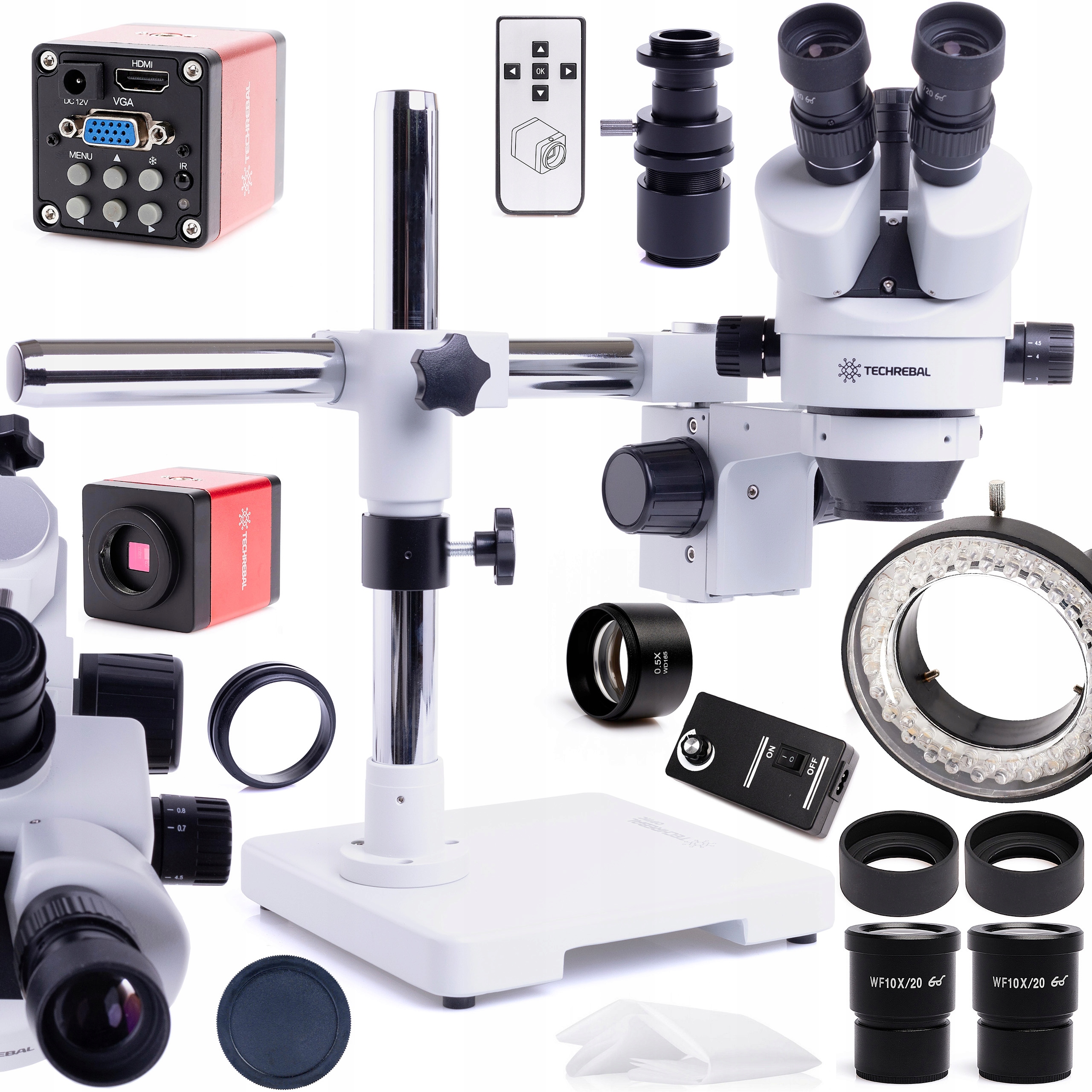 TECHREBAL 10HS 45X OPTICKÝ MIKROSKOP SVĚTELNÁ KAMERA 56× LED za 18407 ...