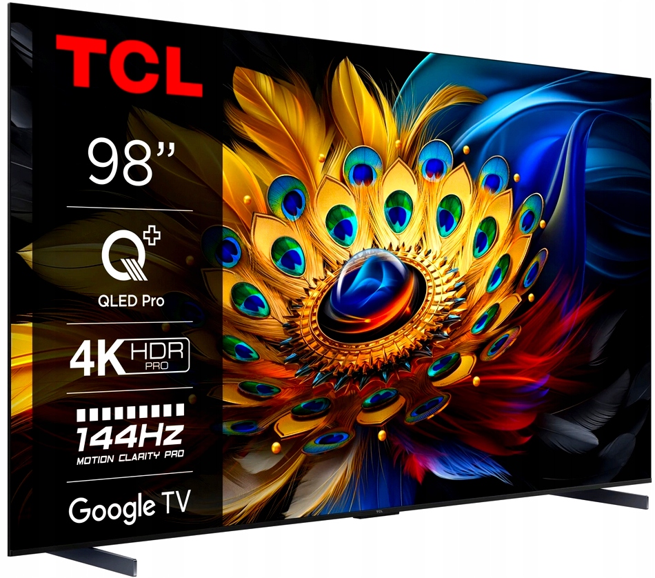 Telewizor QLED TCL 98C655 98" 4K UHD 144 Hz Google TV srebrny - Sklep, Opinie, Cena w Allegro