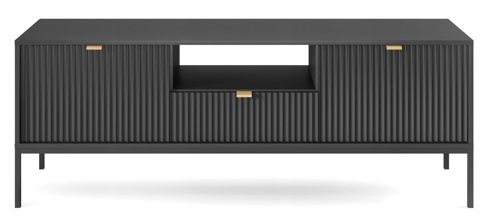 Szafka RTV stojąca czarna ryflowana (5903736070321) • Cena, Opinie ...