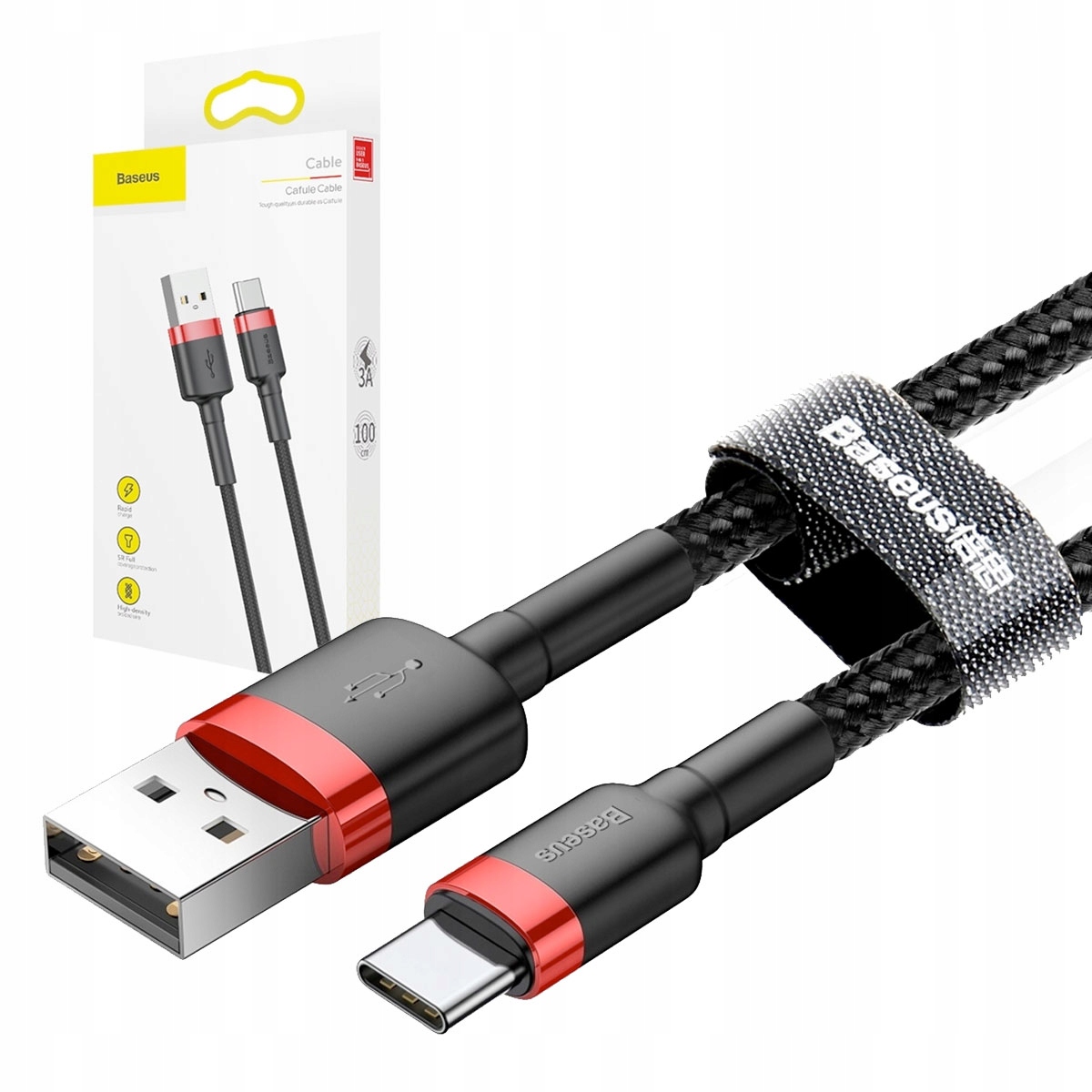 Kabel Baseus USB - USB typ C 1 m czarny - Sklep, Opinie, Cena w Allegro