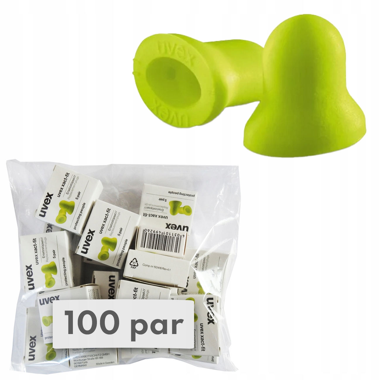 Zatyczki do uszu uvex xact-fit zapas 100 par - 4031101499260 - 12771145674 - Allegro