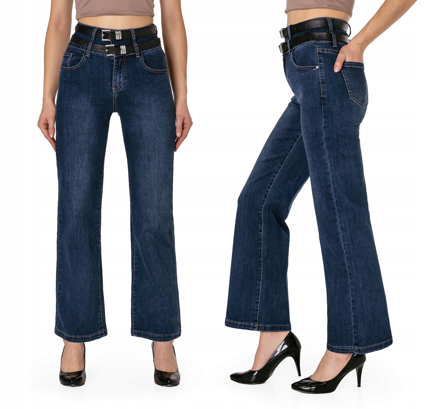 Szerokie Spodnie Damskie Jeans Szwedy Dzwony z Szerokimi Nogawkami ...