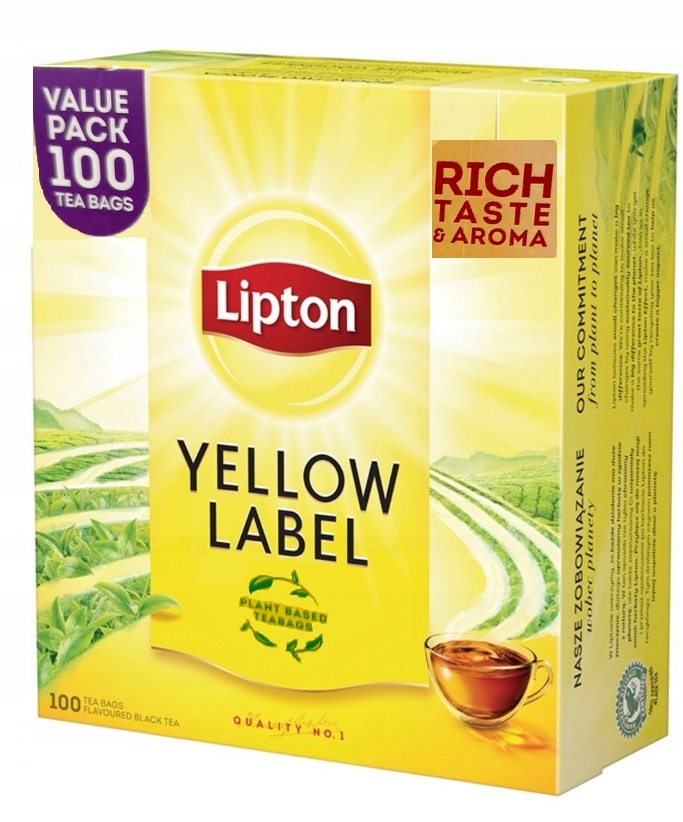 Lipton Yellow Label Herbata czarna 100 torebek 200g (8711327409231 ...