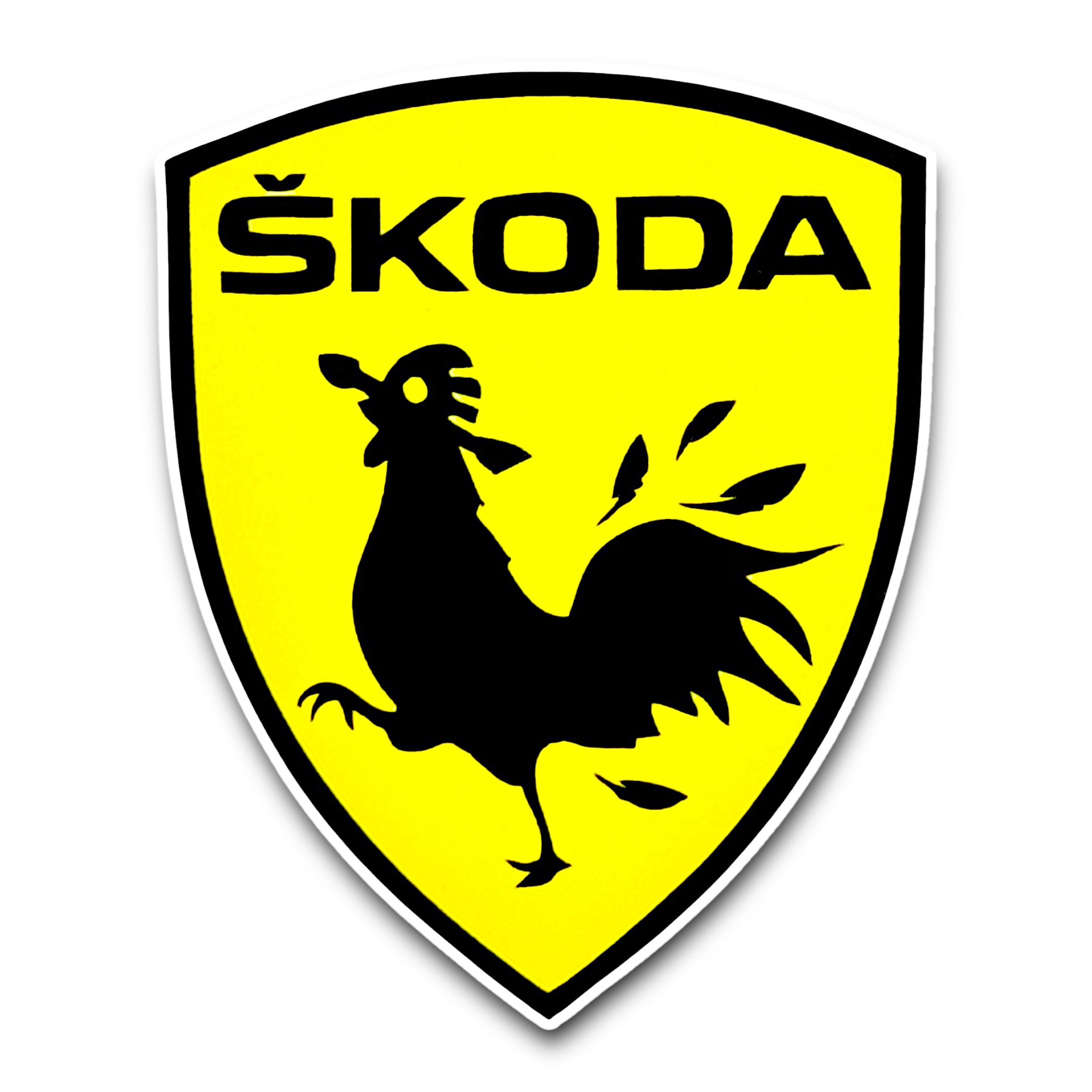 NAKLEJKA - SKODA LOGO SZALONA KURA SYMBOL EMBLEMAT WZOROWANY FERRARI ...