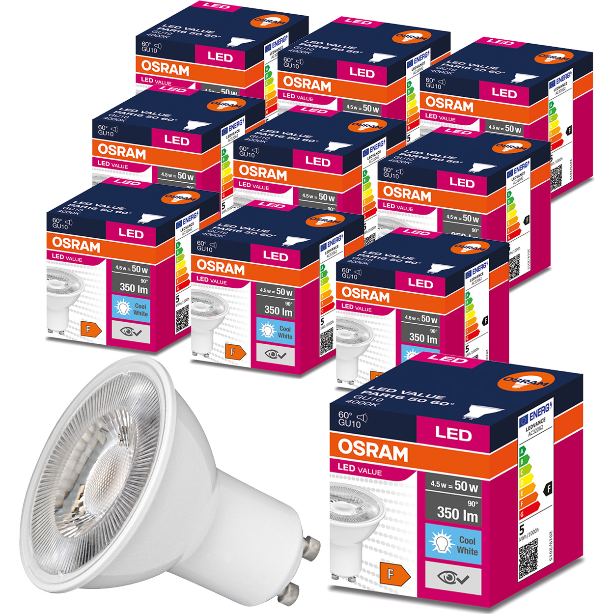 10x Żarówka LED GU10 4,5W = 50W 350lm 4000K OSRAM (4058075599116) • Cena, Opinie • Źródła ...