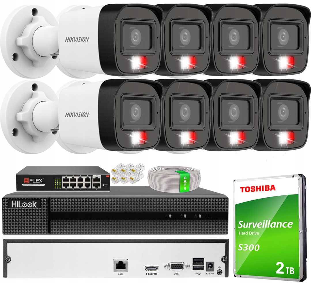 Sada pro monitorování domu 8 kamer 4MPx PoE Hikvision Venkovní IP disk ...