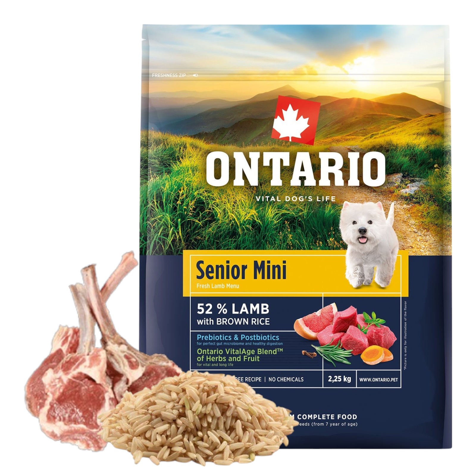 ONTARIO 2,25kg SENIOR MINI LAMB • Cena, Opinie - Allegro