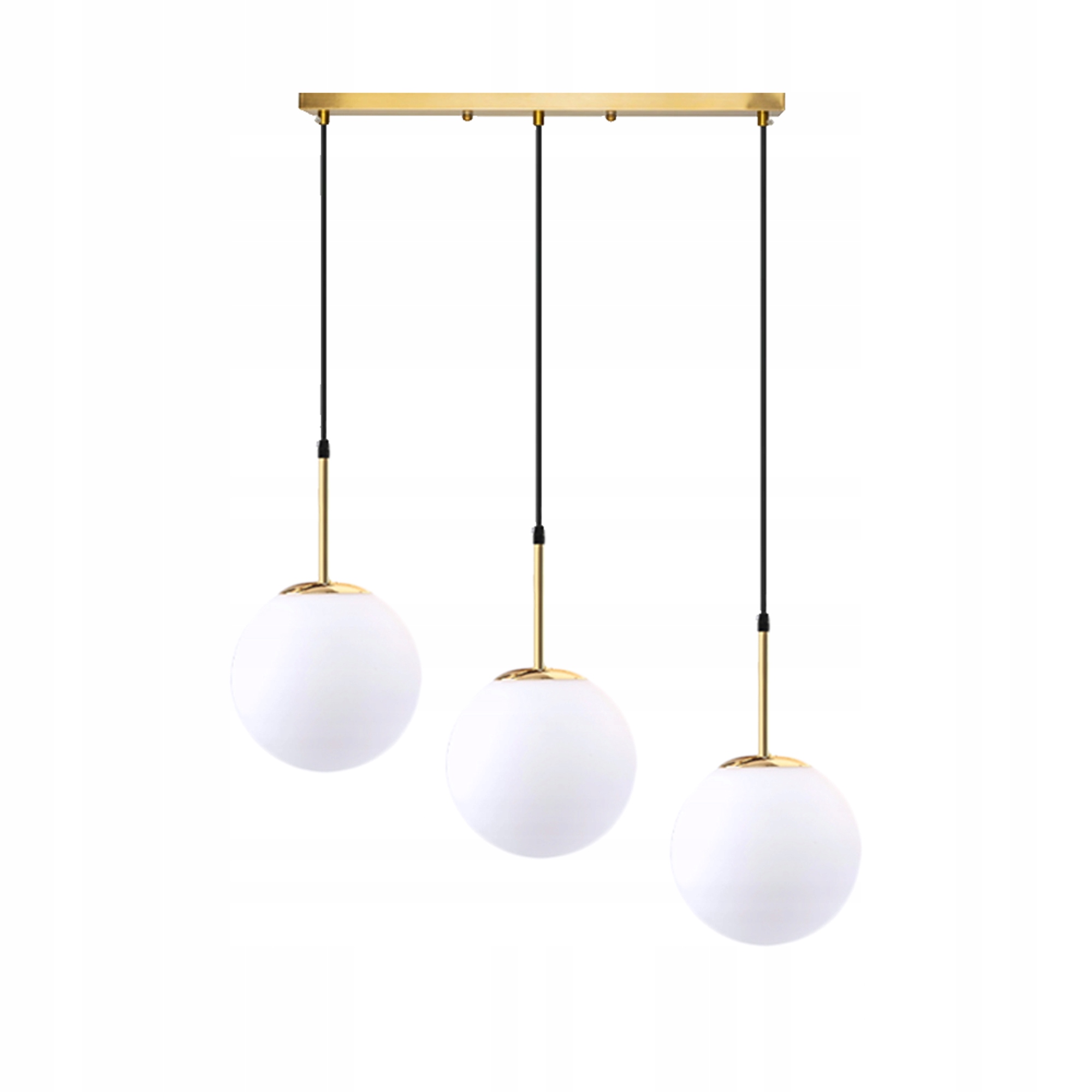 LAMPA WISZĄCA 3 KULE SZKLANA MLECZNA ZŁOTA BIAŁA (5902557353958) • Cena ...