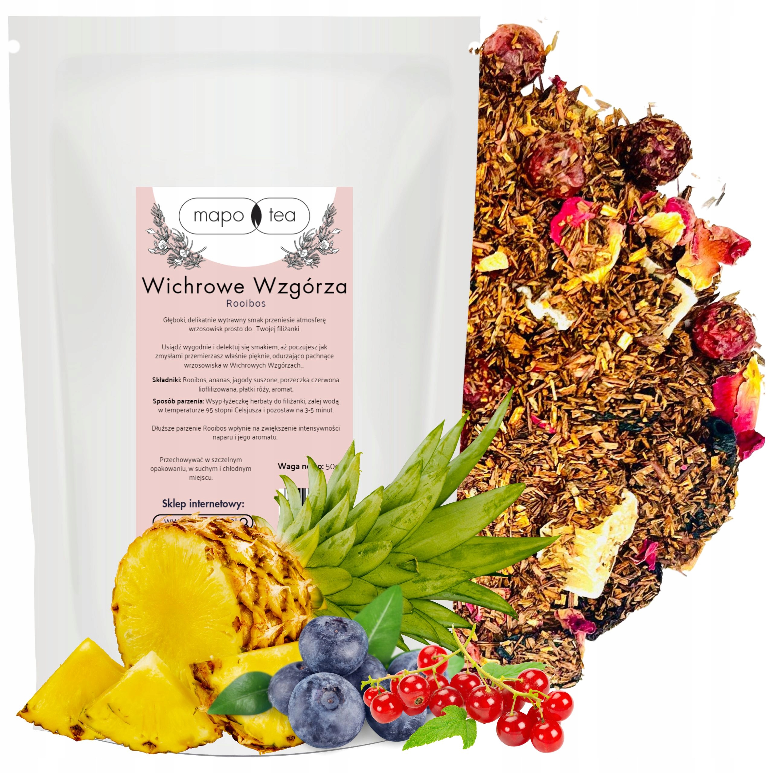 ROOIBOS Tea Szipana SZÉLHEGYEK Ananász Áfonya Ribizli Rózsa 50g za 970 ...