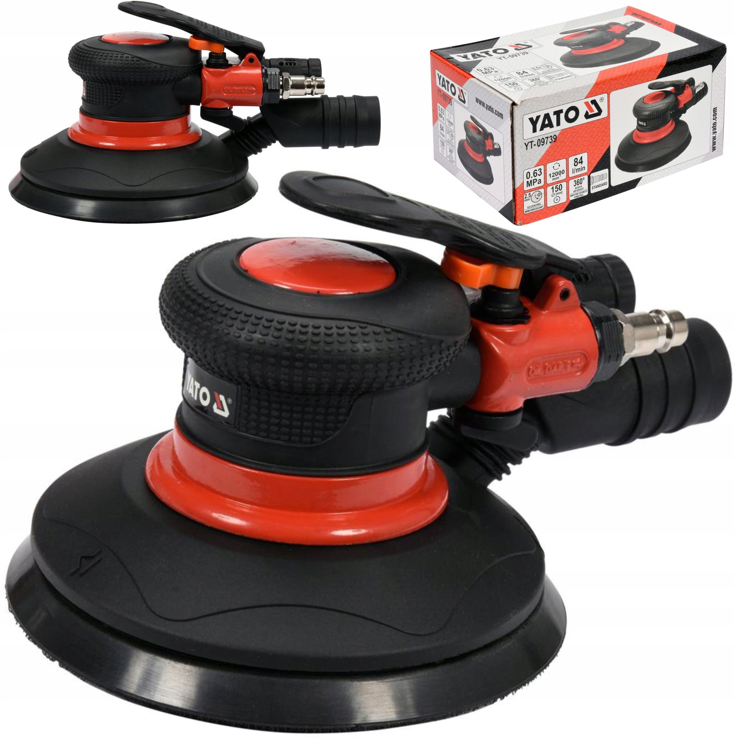 YATO SZLIFIERKA MIMOŚRODOWA PNEUMATYCZNA 150MM POLERKA 2,5MM YT-09739 5906083044250 za 134.30PLN ...