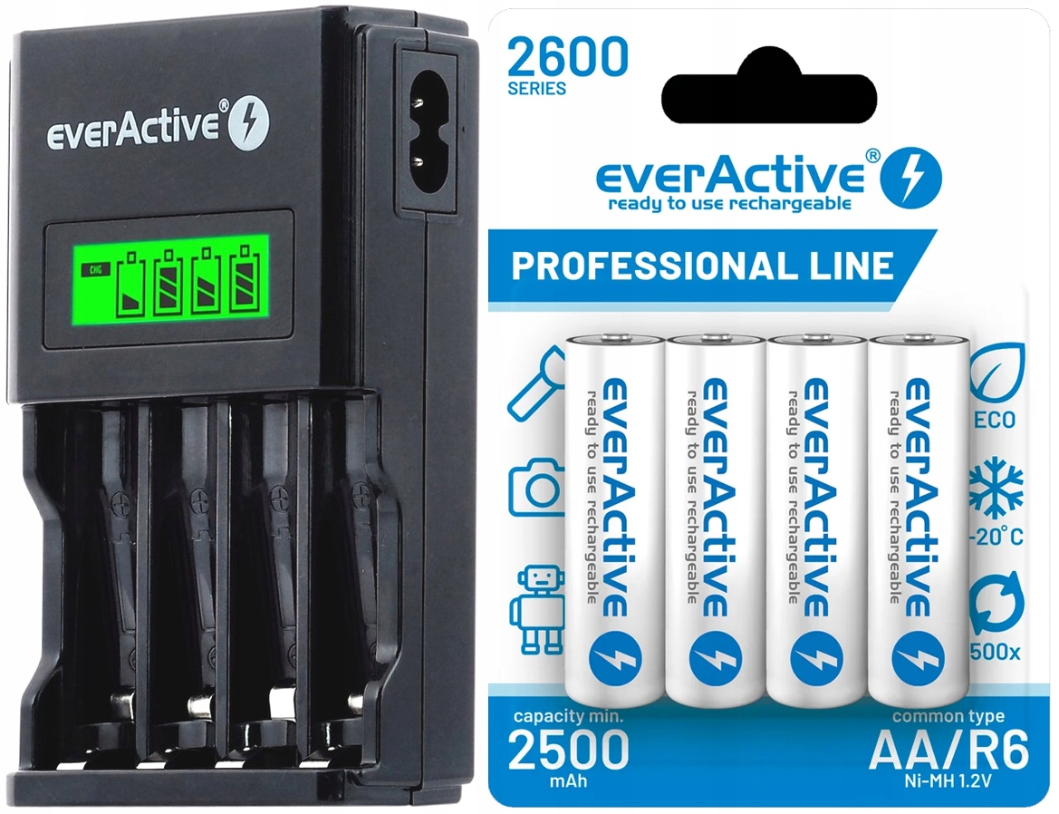 ŁADOWARKA AKUMULATORKÓW BATERII AA AAA + 4X AKUMULATORKI R3 AA 2600mAh ...