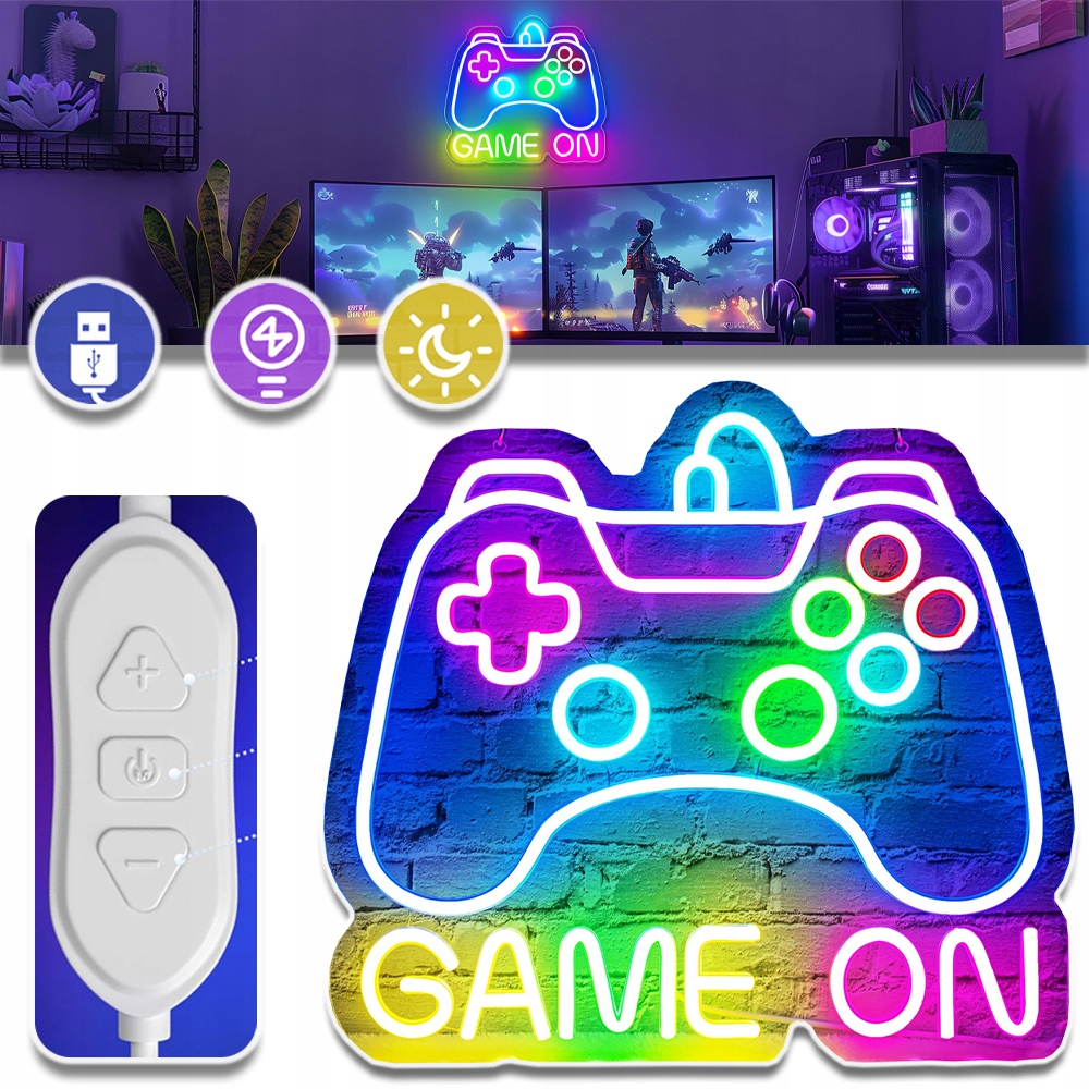 Neonowy znak LED Gamepad z ściemniaczem wielokolorowy 5 W 36x34 cm ...