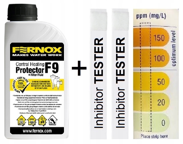 FERNOX F9 Fluid Protector Filtr Płyn Inhibitor + 2x Tester Analiza ...