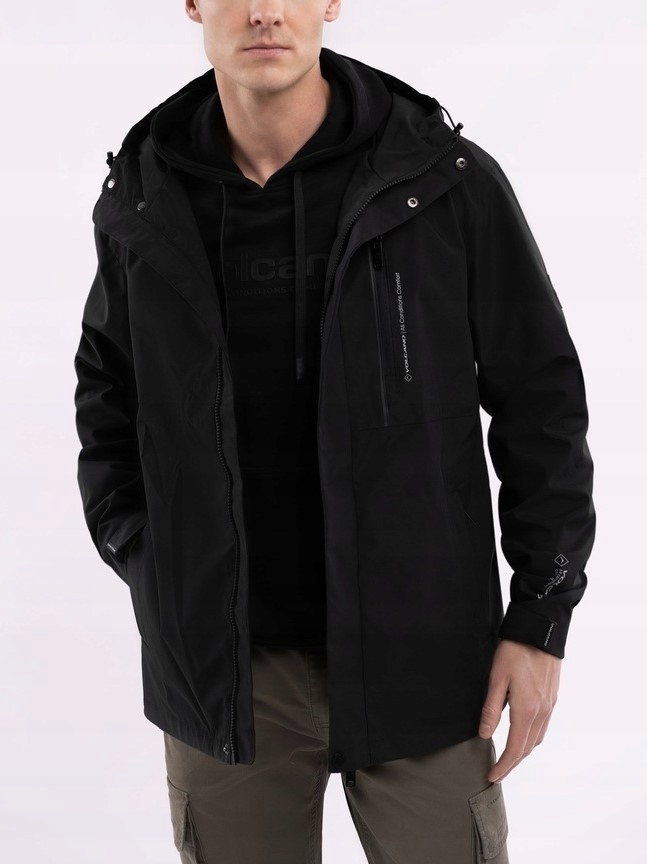 MĘSKA KURTKA PRZECIWDESZCZOWA ODDYCHAJĄCA CZARNA VOLCANO J-BRASTON XL ...