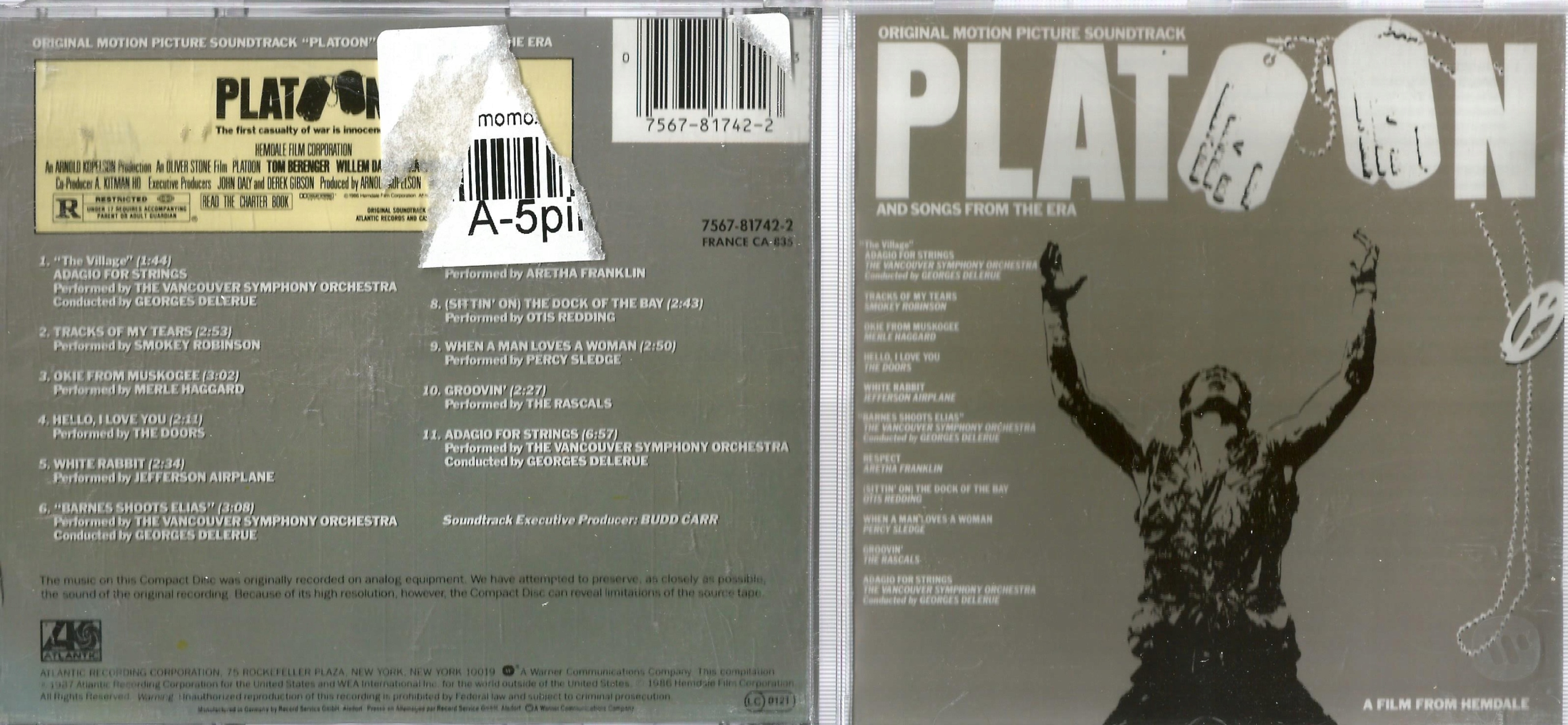 Płyta CD Platoon / Pluton Soundtrack 1986 I Wydanie ...