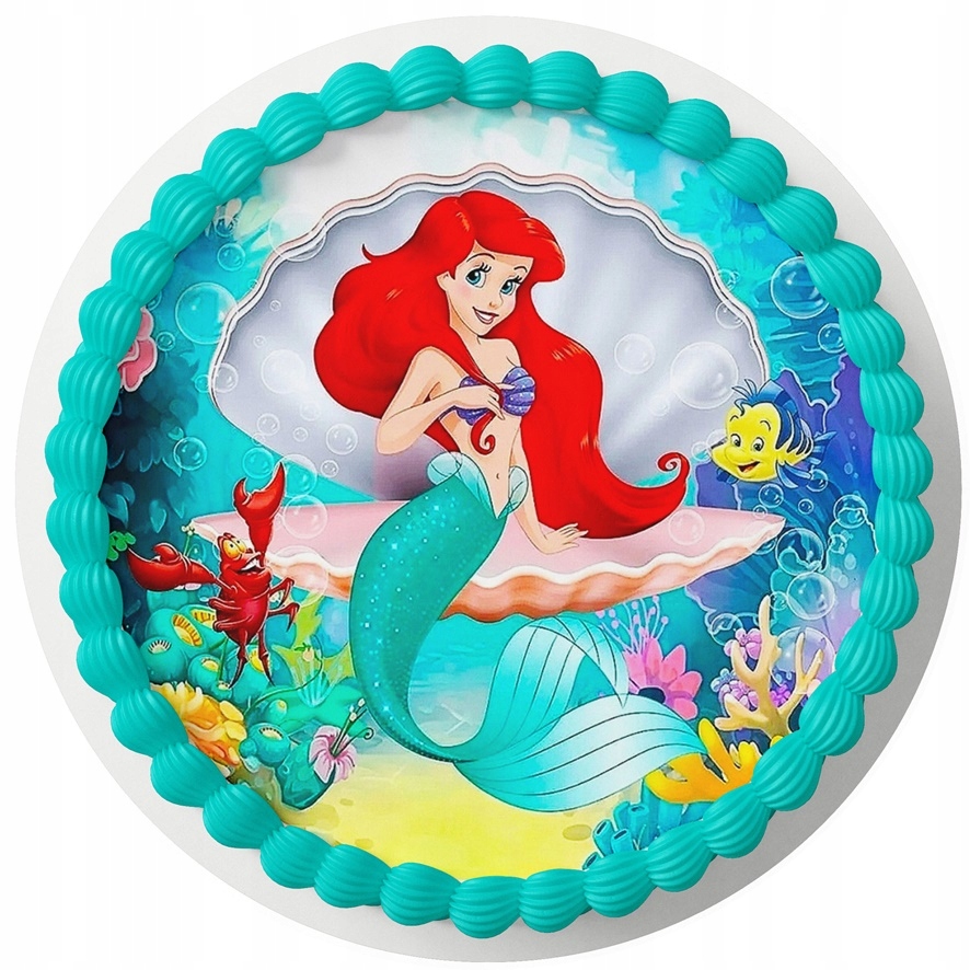 Opłatek na tort SYRENKA ARIEL tekst imię GRATIS (4250448307032) • Cena ...