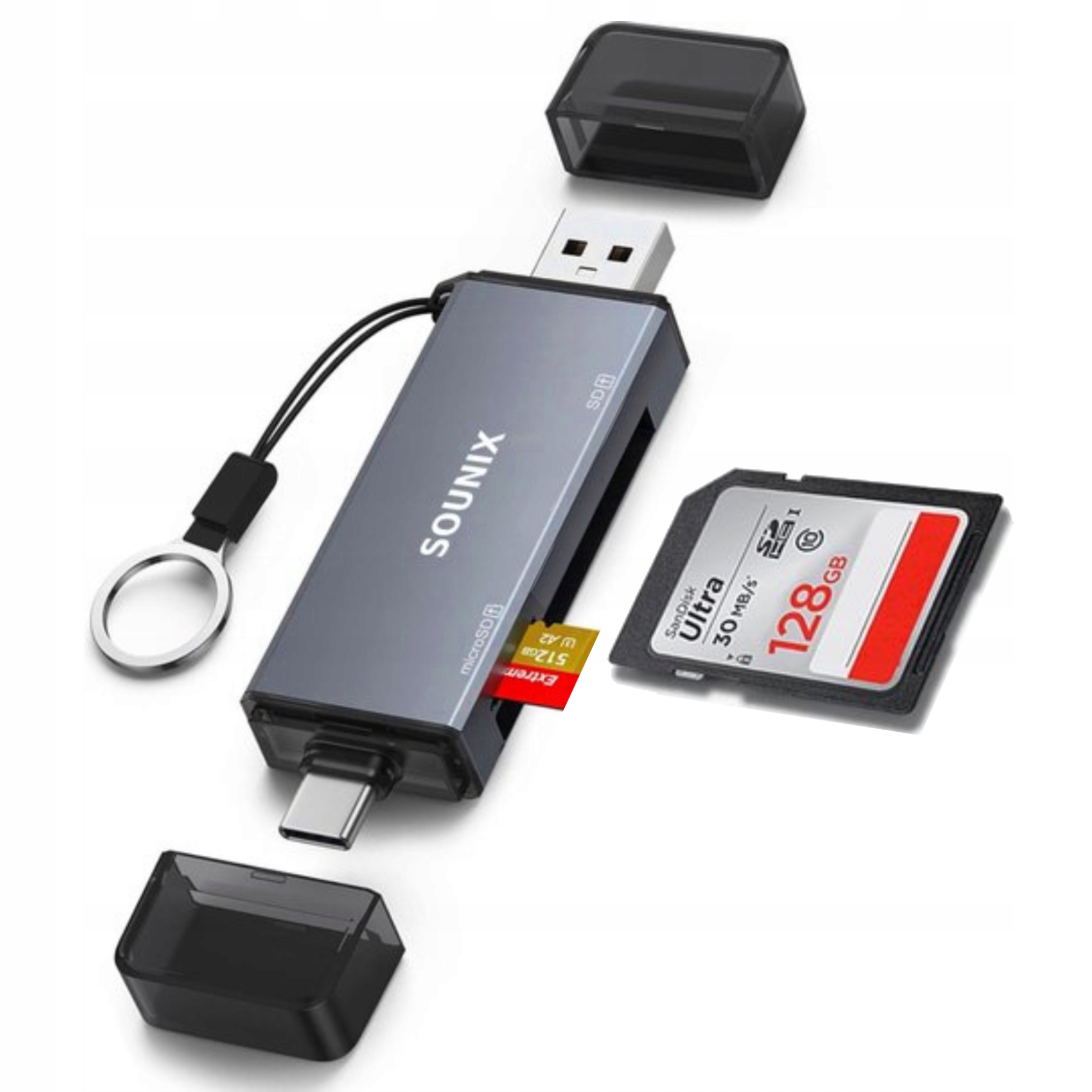 Czytnik Kart SD USB 3.0 USB-C Adapter MICRO SD TF 5 Gb/s do 2TB SOUNIX ...