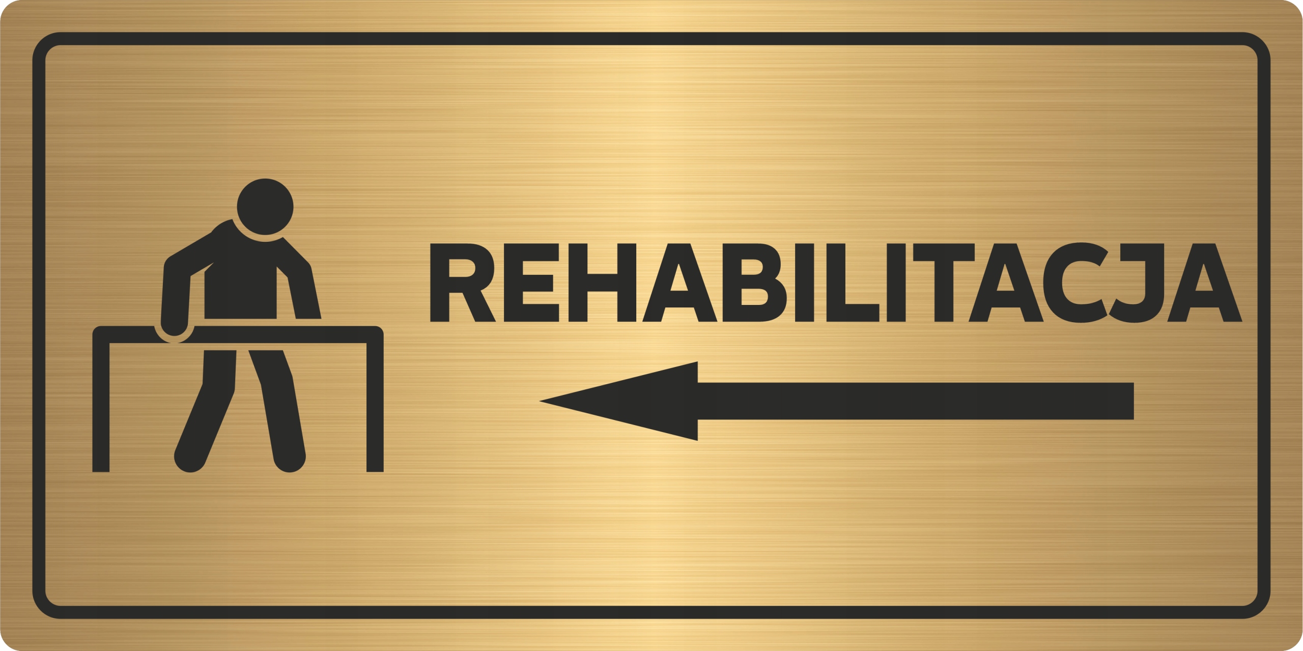 REHABILITACJA PIKTOGRAM STRZAŁKA W LEWO |Tabliczka ZŁOTA | Druk UV ...