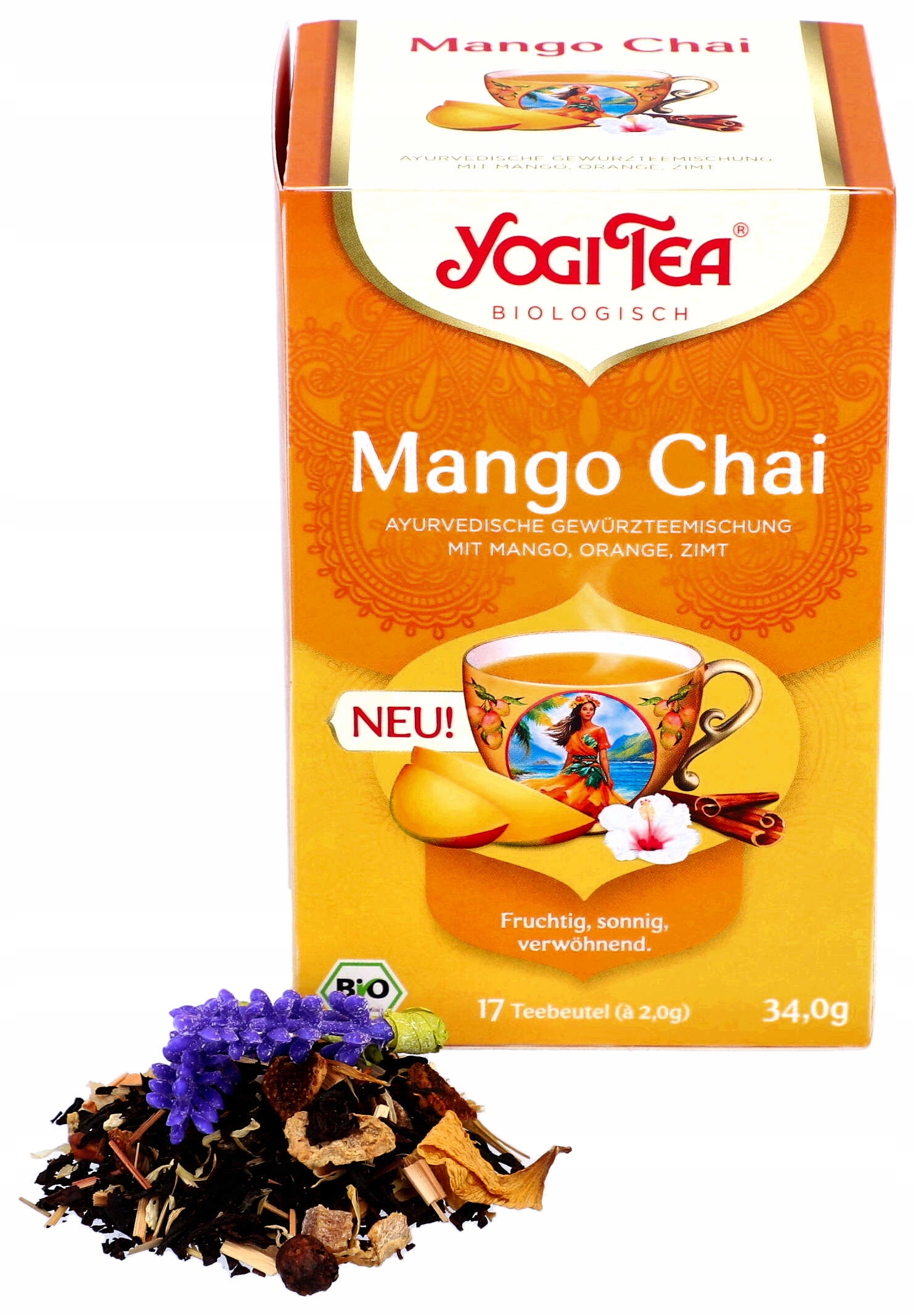 Yogi Tea čaj Mango Chai 17 kusov Mango pomaranč škorica porciovaný ...