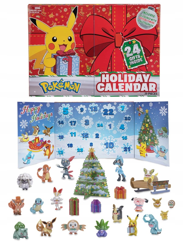 KALENDARZ ADWENTOWY POKEMON 16 FIGUREK PIKACHU SQUIRTLE BULBASAUR Eevee ...