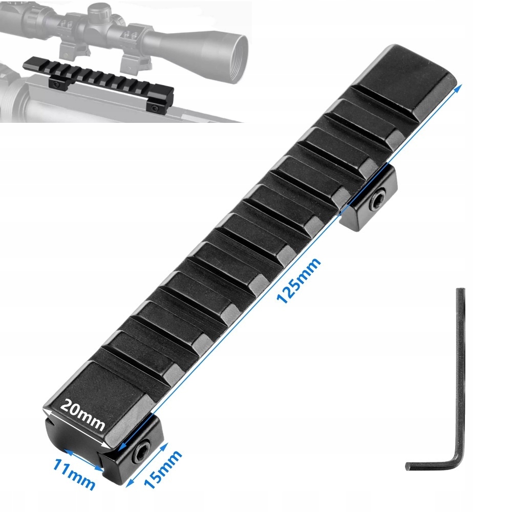 11 MM DO 20 MM PRZEDŁUŻENIE MOCOWANIA LUNETY PICATINNY RAIL ADAPTER - 6921841347526 ...
