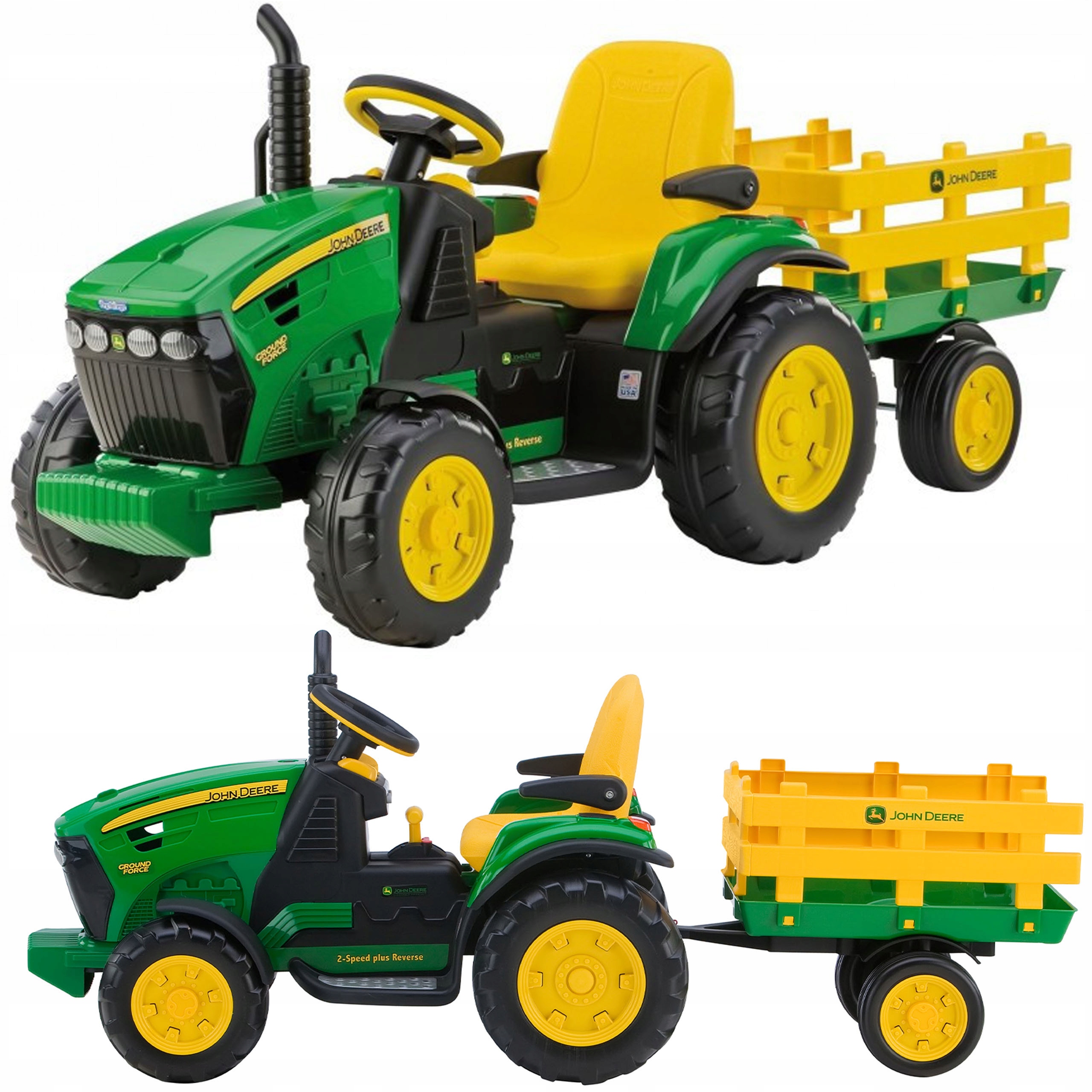 TRAKTOR NA AKUMULATOR PRZYCZEPA JOHN DEERE PEG PEREGO 12V RADIO DLA ...
