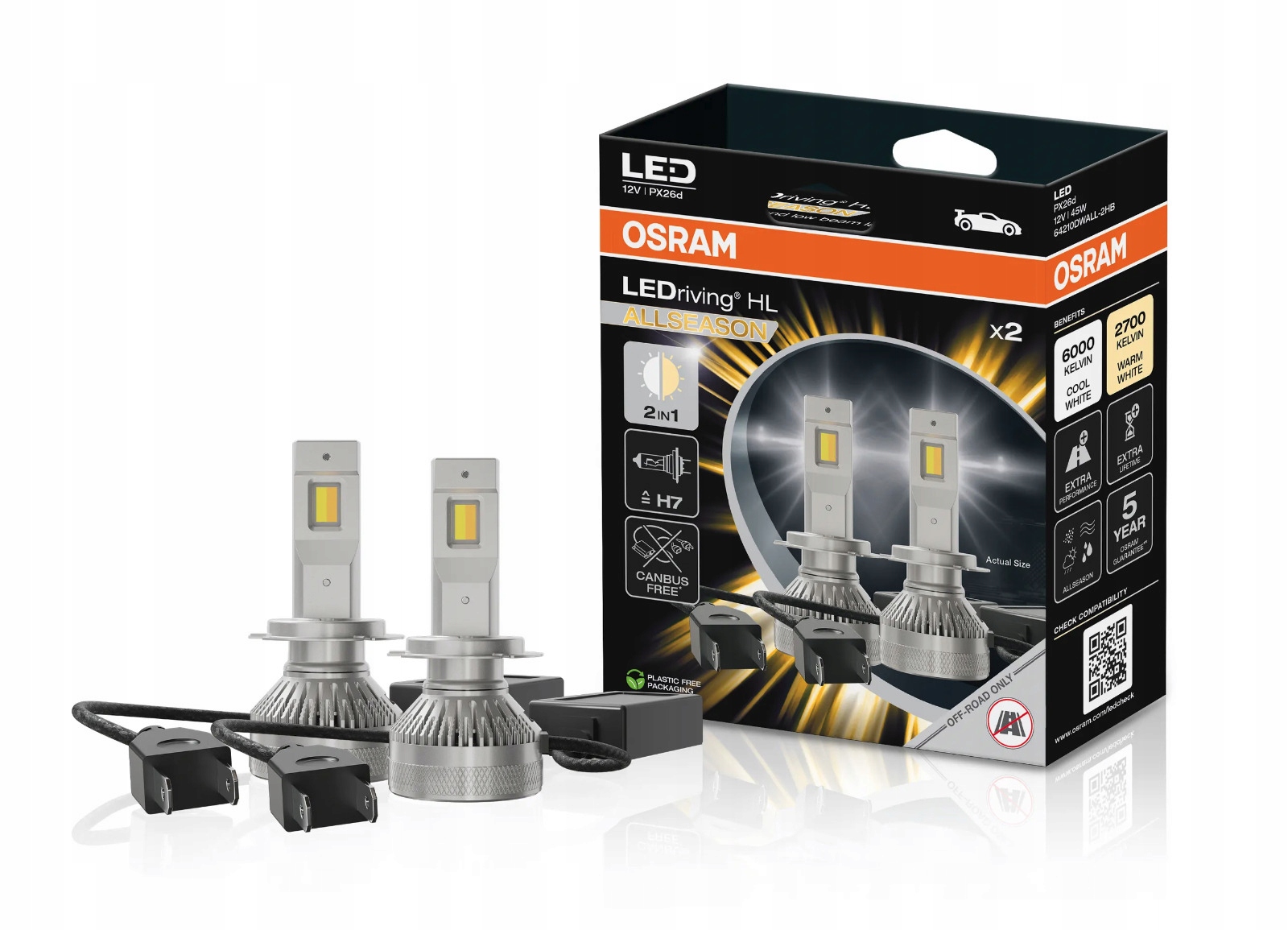 Osram H7 Żarówki Samochodowe Ledowe LED LEDriving ALLSEASON 12V 45W ...