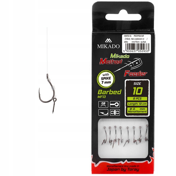 Haczyki z przyponem, z zadziorem Mikado Method Feeder Rigs Spike 8 szt. • Cena, Opinie - Allegro