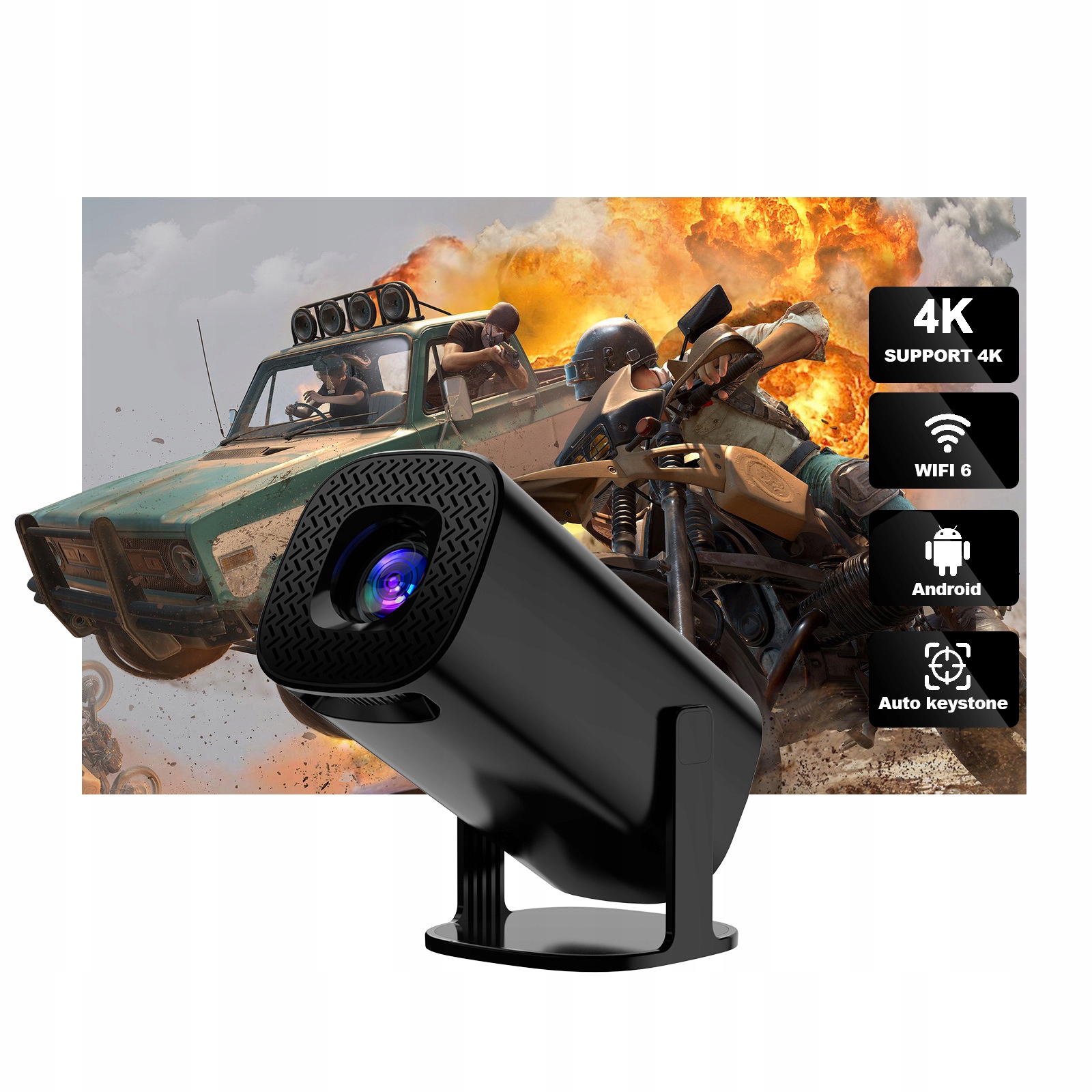 SMART FULL HD PORTABLE PROJECTOR ANDROID WIFI BT HDMI VERSION 2024 ...