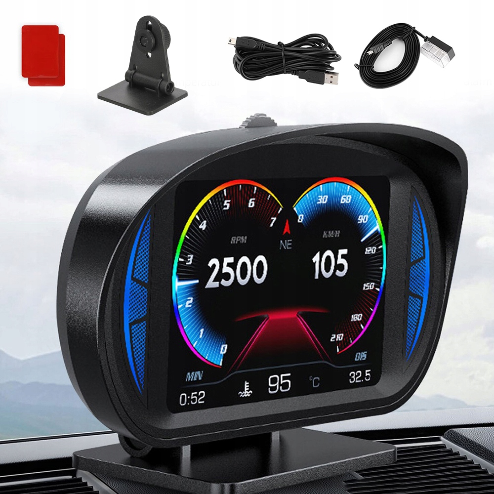 CAR HUD HEAD-UP KIJELZŐ OBD+GPS INTELLIGENS MŰSZER, (6904014732725 ...