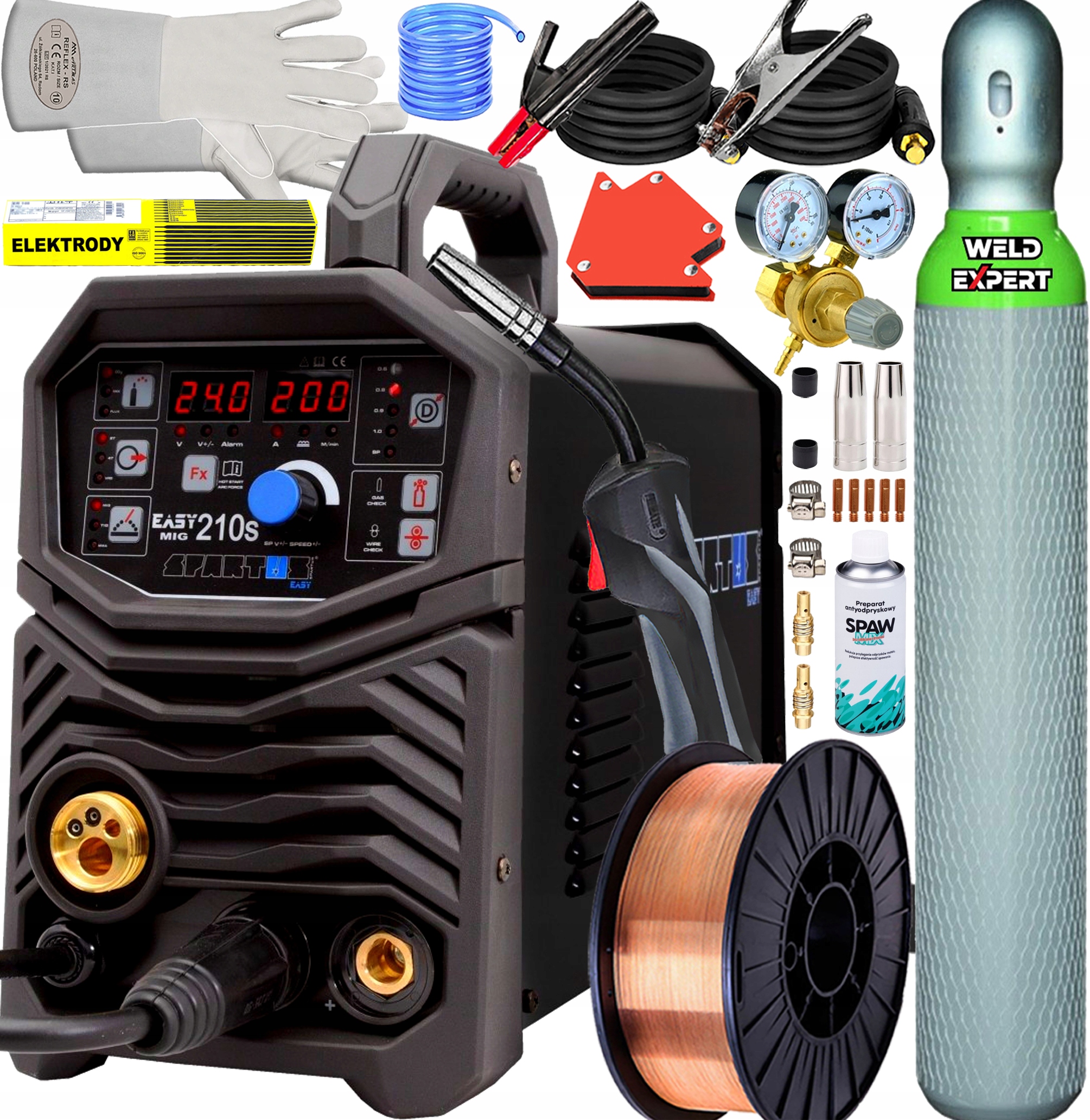 Spawarka MIG Spartus EasyMig 210S Synergia 200A Zestaw butla reduktor drut (3662894956213 ...