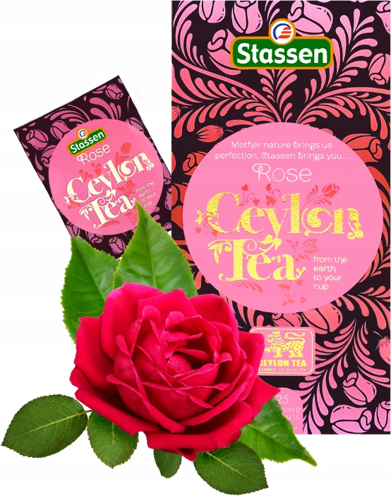 STASSEN Rose Tea - herbata czarna Ceylon RÓŻANA - 25 TOREBEK ...