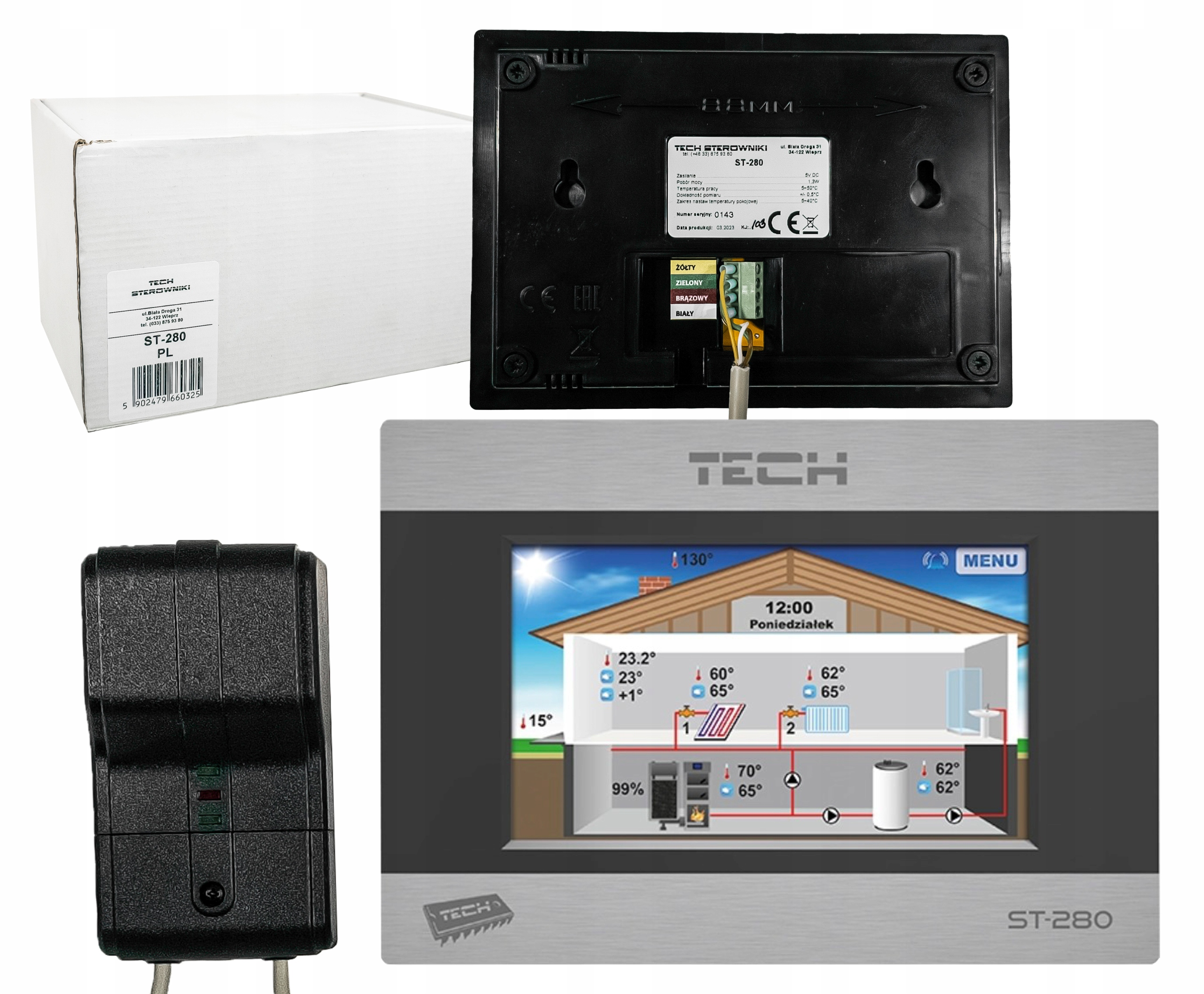 ŘÍDICÍ JEDNOTKA POKOJOVÝ TERMOSTAT S KOMUNIKACÍ RS TECH ST-280 za 4847 ...