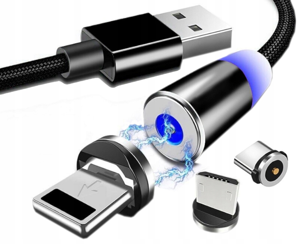 Kabel Webski USB - USB typ C / microUSB / Lightning 1 m czarny - Sklep, Opinie, Cena w Allegro