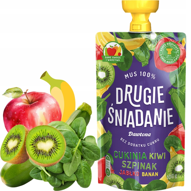 Mus Deser Cukinia Kiwi Szpinak 100 g Dawtona (6942233325489) • Cena ...