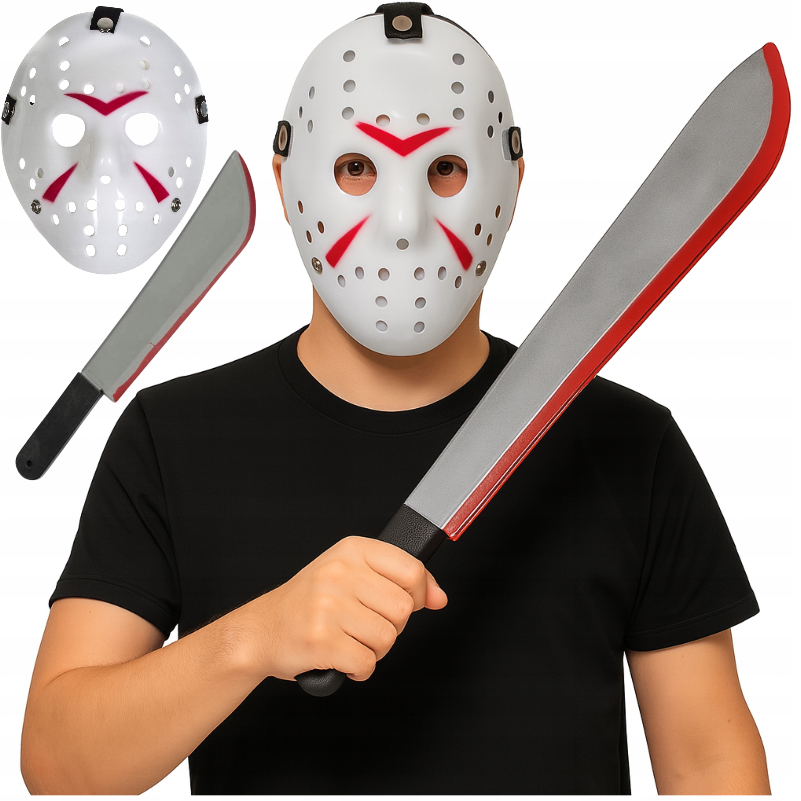Maska Jason Voorhees Piątek 13 Freddy Friday krwawa maczeta zestaw ...
