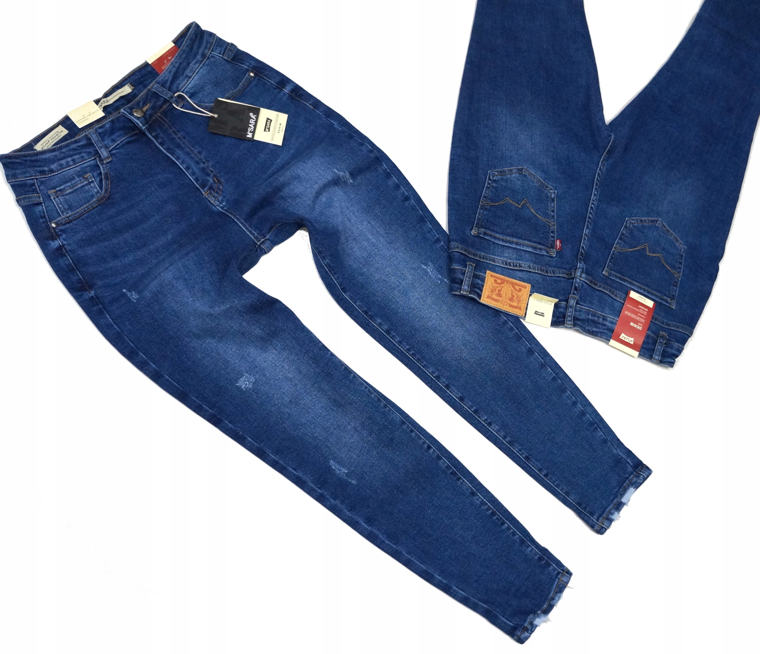 M.SARA SPODNIE JEANSY MOM FIT PREMIUM WYSOKI STAN LUŹNIEJSZE NOGAWKI ...