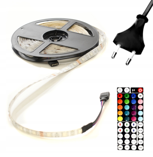 Dekoracyjna Taśma LED RGB 5M Sterowana Pilotem (5900201979981) • Cena ...