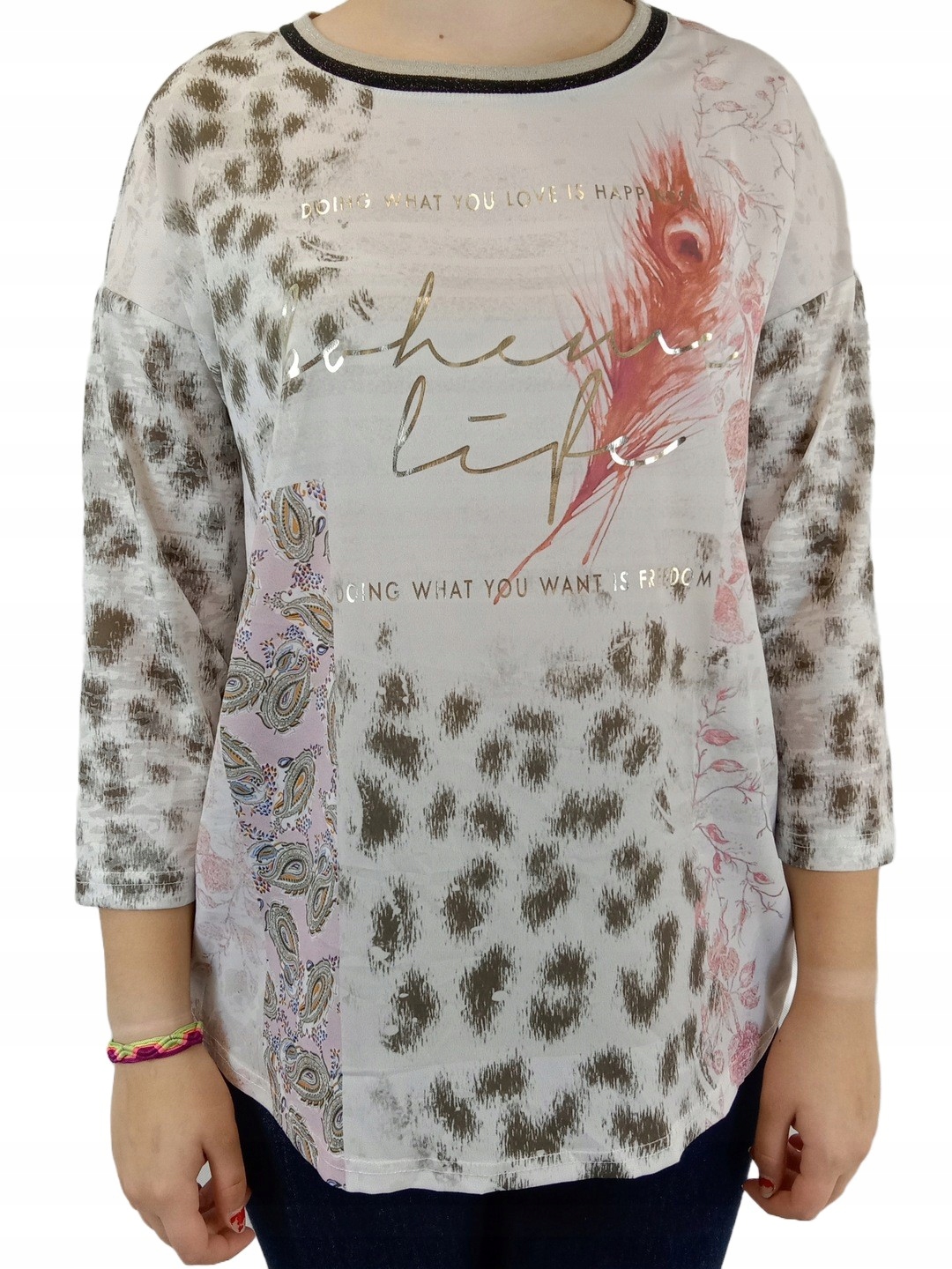 Leopárdmintás blúz páva toll villanás Erfo roz.40 za 4125.00HUF-ért ...