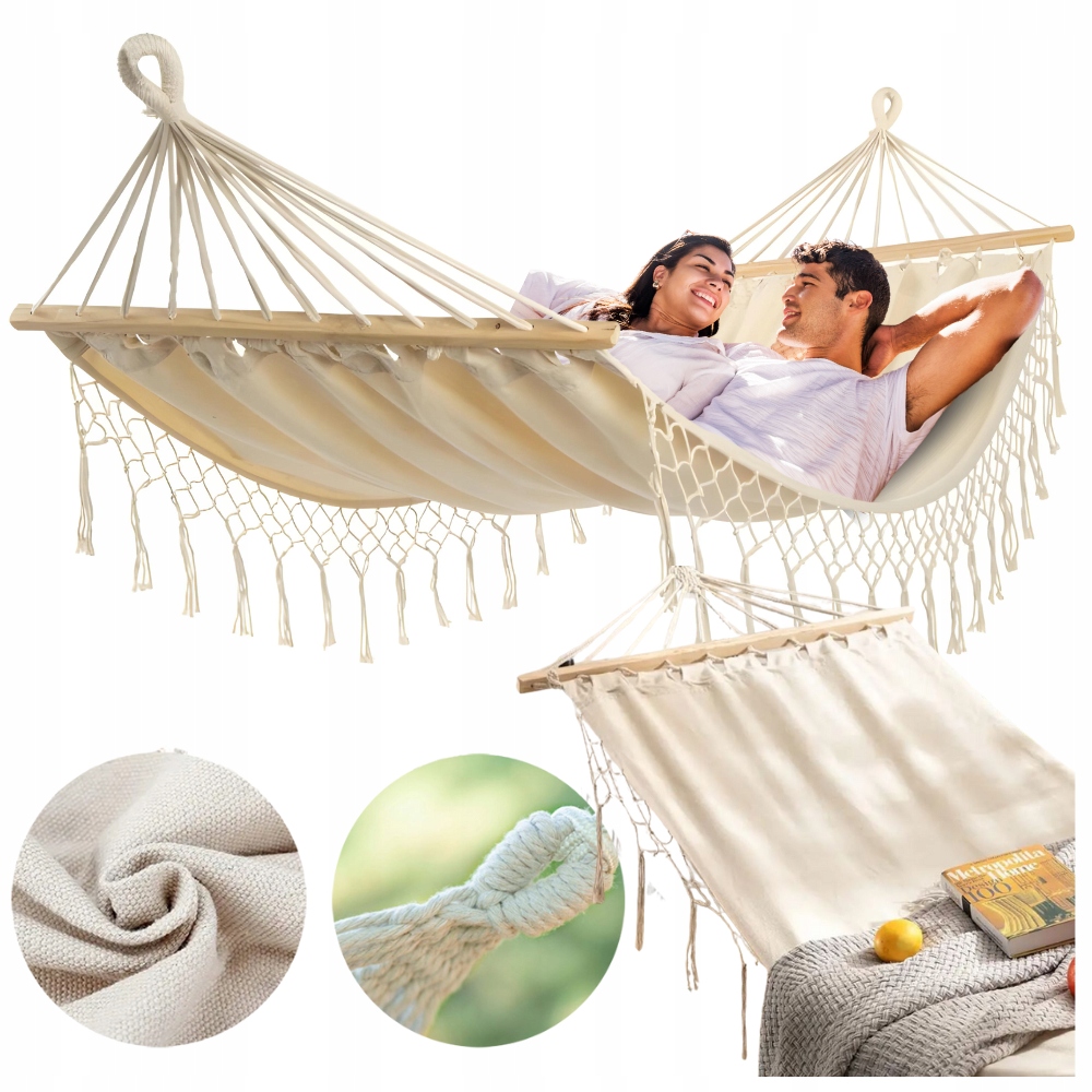 Hamak z drążkiem Zolta brązowy 150 kg 280 x 100 (5905258915227) • Cena ...