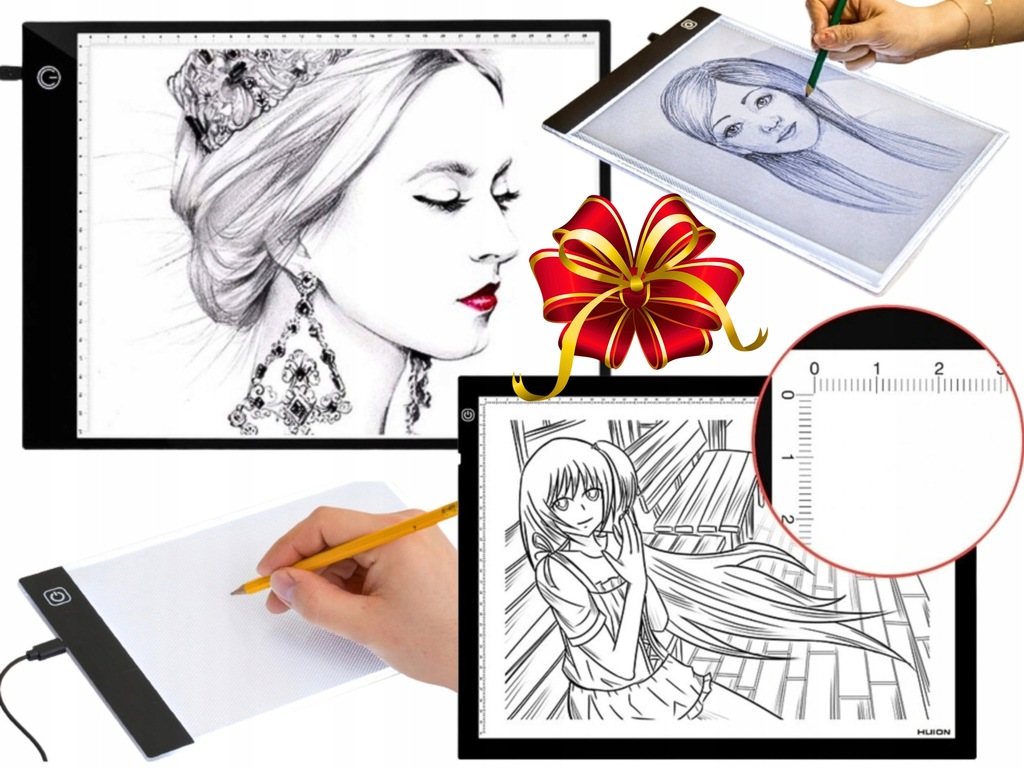 TABLET GRAFICZNY Deska Kreślarska Do Rysowania LED WSPANIAŁY PREZENT ...