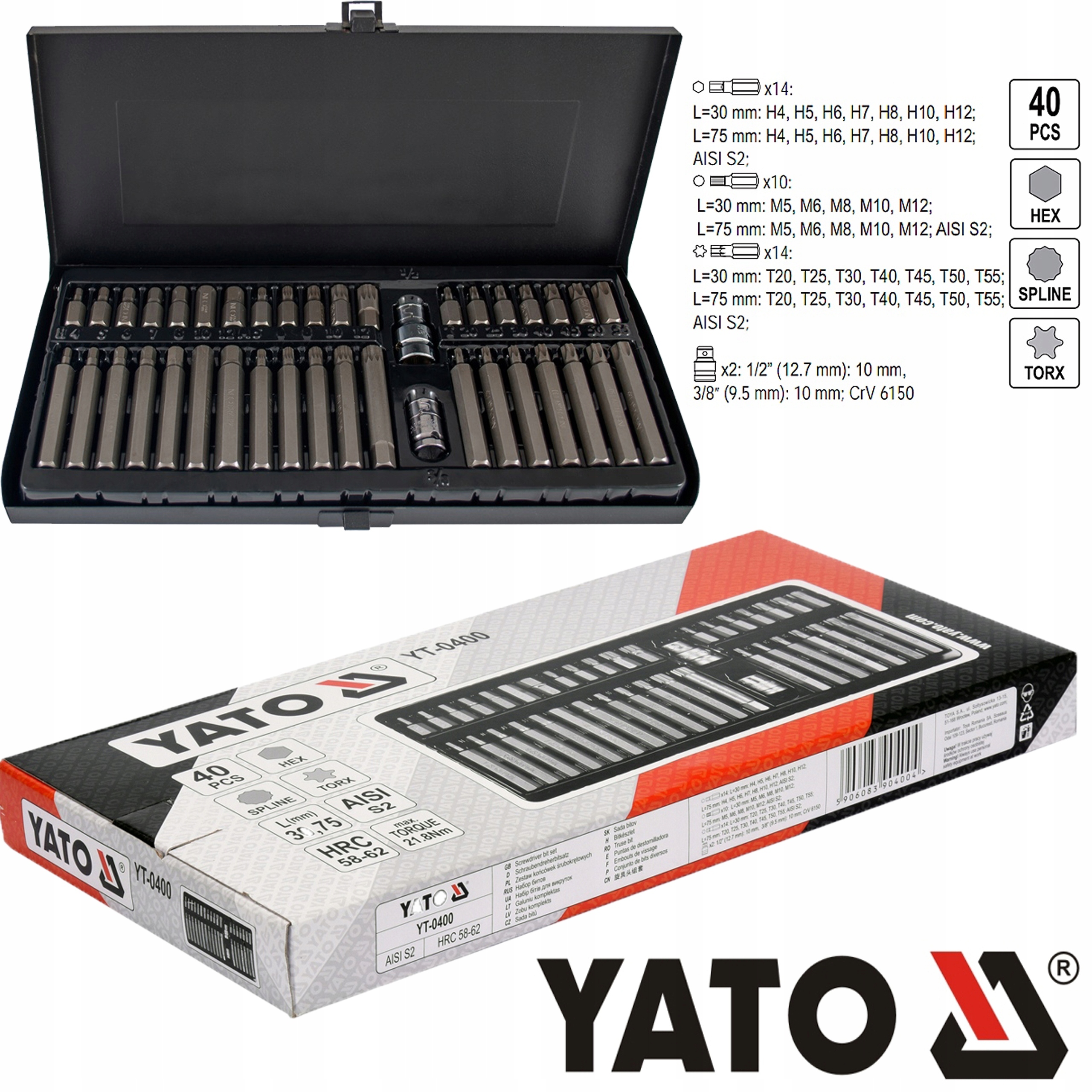 KOMPLET KLUCZY IMBUSOWYCH TORX SPLINE 40EL. YATO (5906083904004) • Cena, Opinie 17294895149 ...