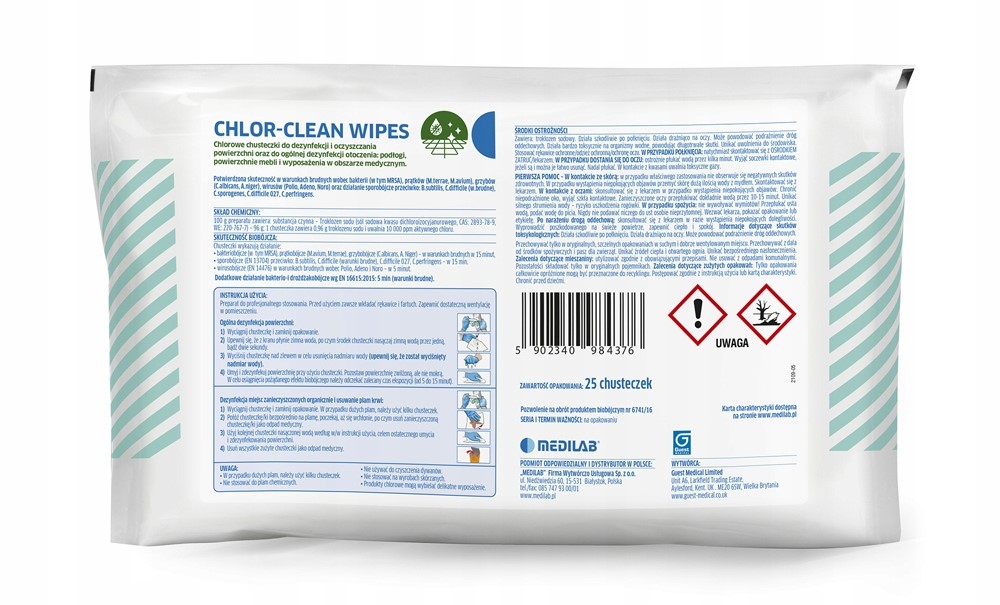 Chlor-Clean Wipes chusteczki do dez. powierzchni (5902340984376) • Cena ...