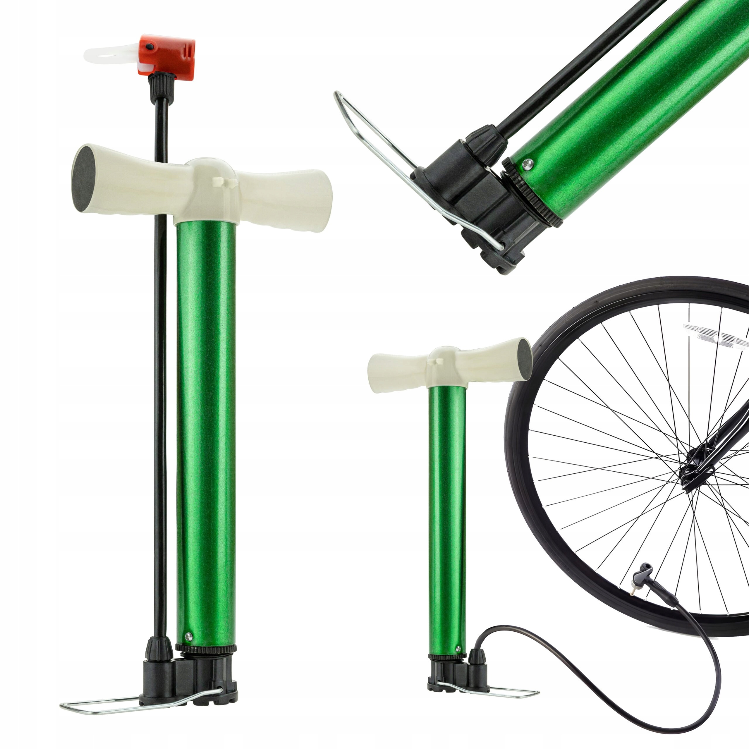 POMPKA ROWEROWA Z WĘŻYKIEM PODŁOGOWA NOŻNA ROWEROWA METALOWA DO ROWERU ...