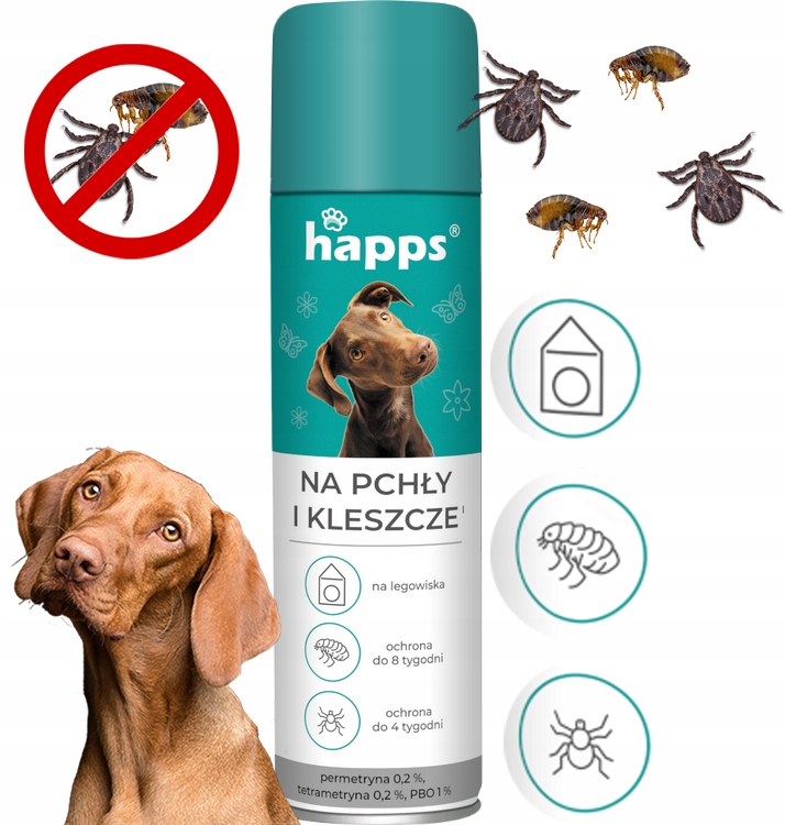 Aerosól Happs na blchy a kliešte, sprej Pre Psov na parazity 250 ml za ...