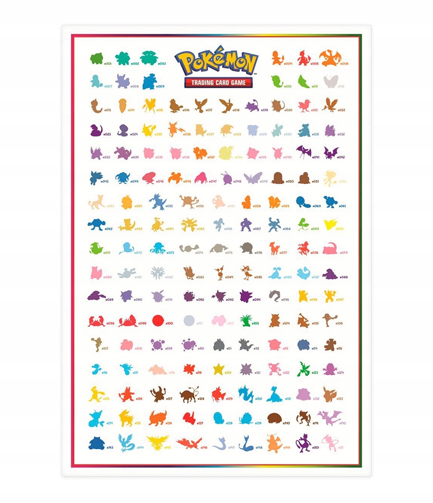 Pokemon Plakat dwustronny set 151 kanto 1 generacja - Stan: Nowy 8 ...