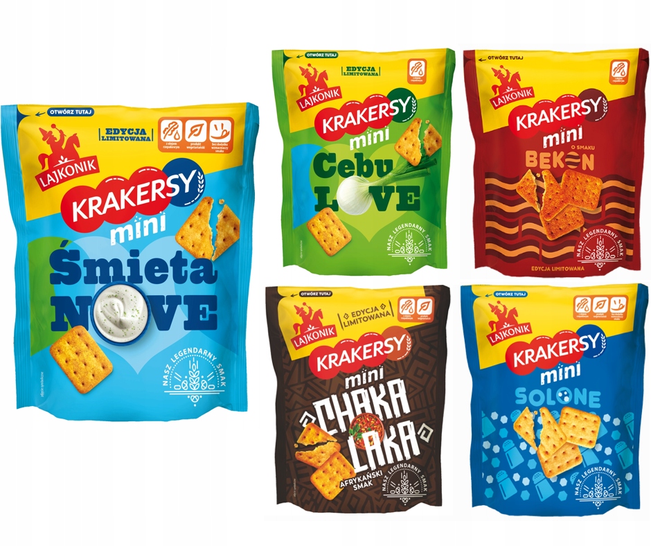Zestaw Mini Krakersy MIX SMAKÓW (5x100g) 13426404739 - Allegro.pl