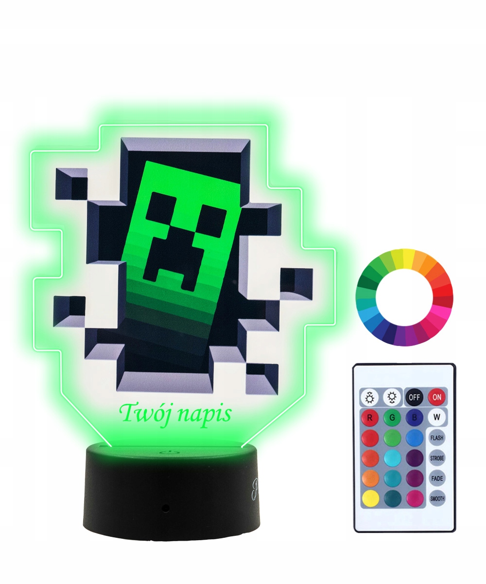 Lampka Nocna Z Nadrukiem 3D Led Minecraft Creeper - Plexido | Sklep ...