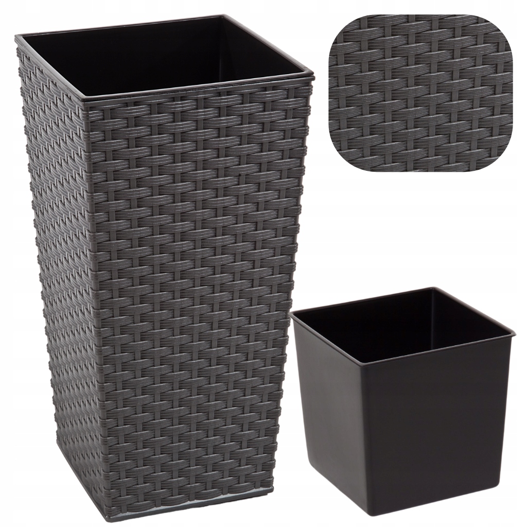 Doniczka tworzywo sztuczne szary Lamela 19 cm x 19 x 37 cm (5900119505722) • Cena, Opinie ...