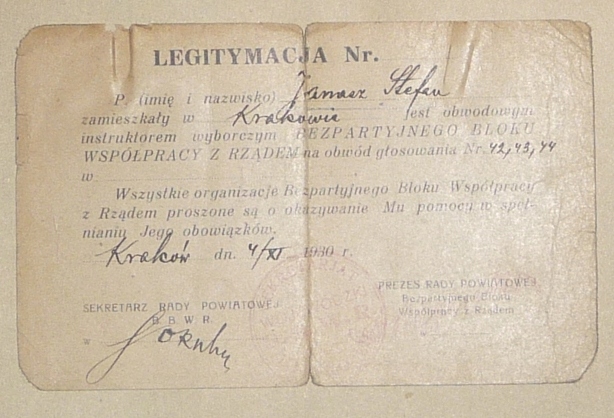 LEGITYMACJA – instruktor wyborczy BBWR – 1930 11569843986 - Allegro.pl